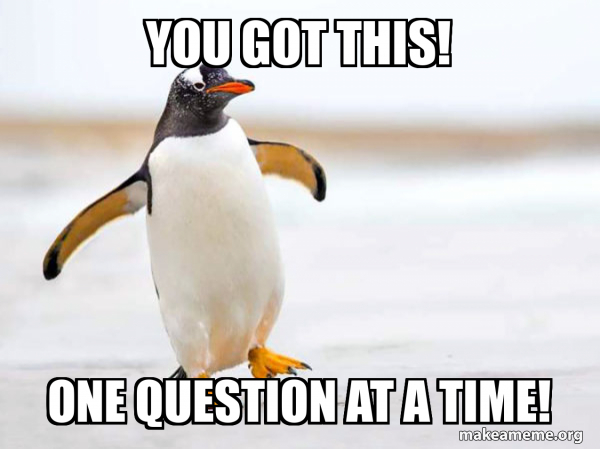You got this! one question at a time! Meme Generator