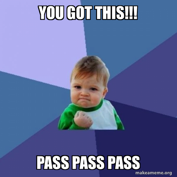 YOU GOT THIS!!! PASS PASS PASS - Success Kid Meme Generator