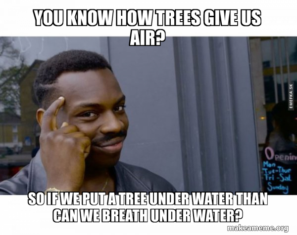 you know how trees give us air? so if we put a tree under water than ...