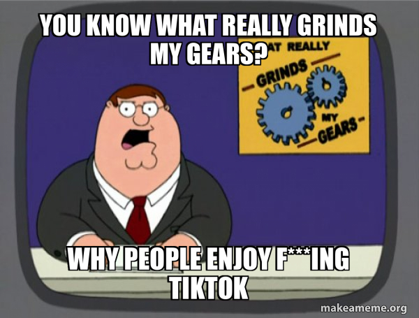 You know what really grinds my gears? Why people enjoy f***ing TIKTOK ...