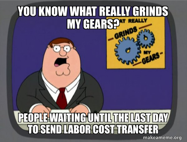 You know what really grinds my gears? People waiting until the last day ...