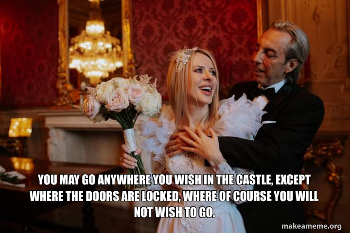 You may go anywhere you wish in the castle, except where the doors are ...