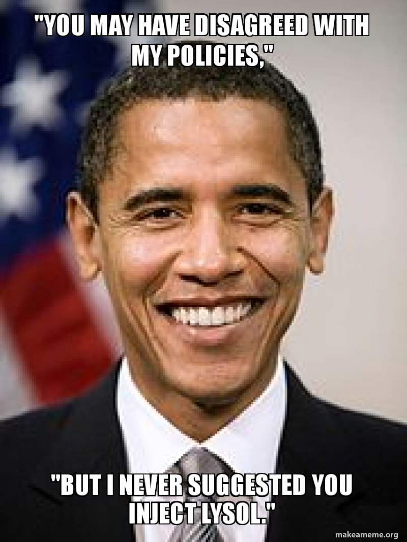 "You may have disagreed with my policies," "But I never suggested you ...