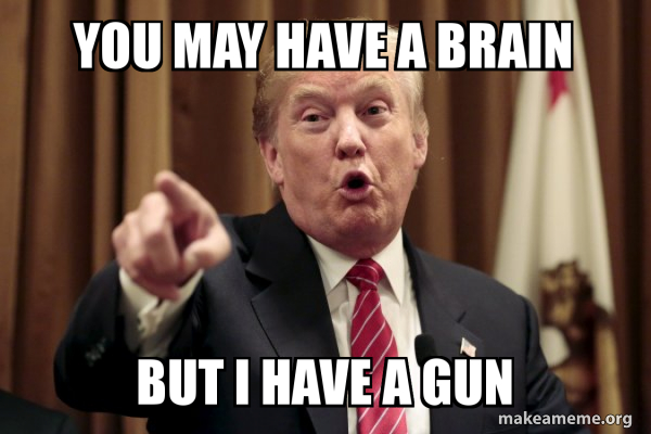 You may have a brain But i have a gun - Donald Trump Says Meme Generator