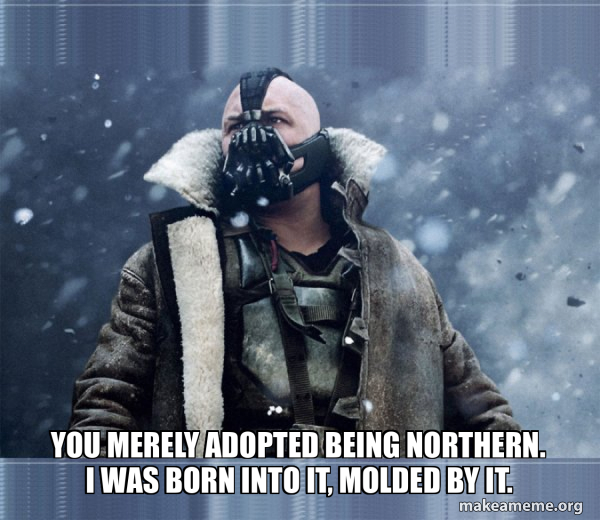 you merely adopted being northern. I was born into it, molded by it ...