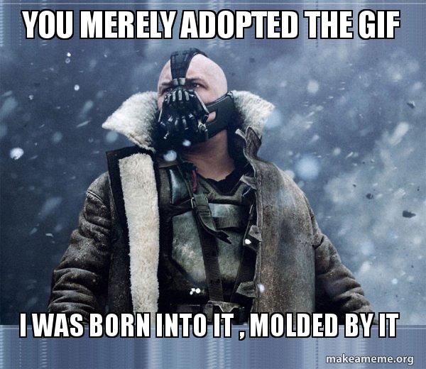 You merely adopted the GIF I was born into it , molded by it - Bane ...