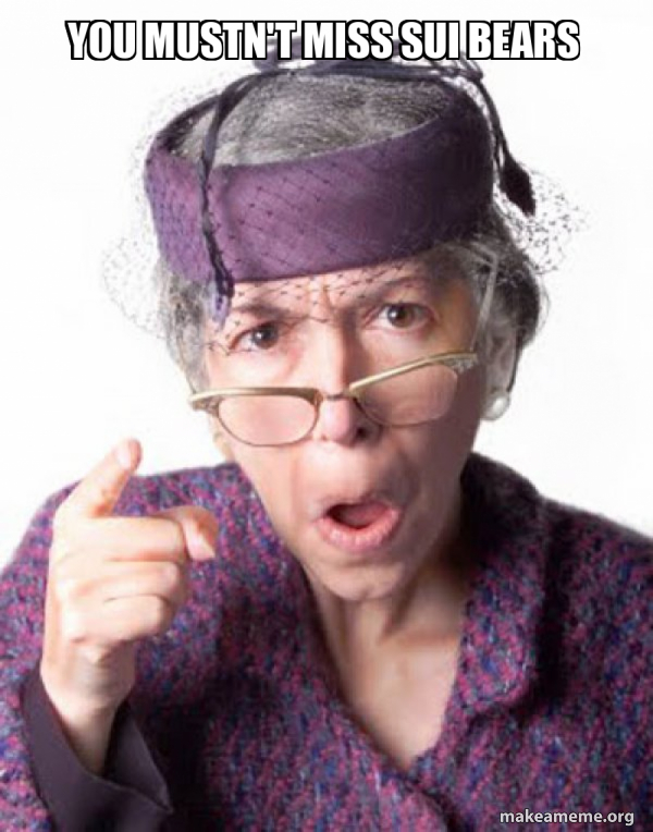 you mustn't miss sui bears - Disapproving Grandma Meme Generator