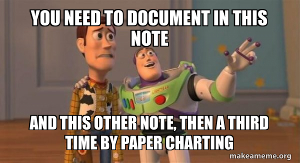 You need to document in this note and this other note, then a third ...
