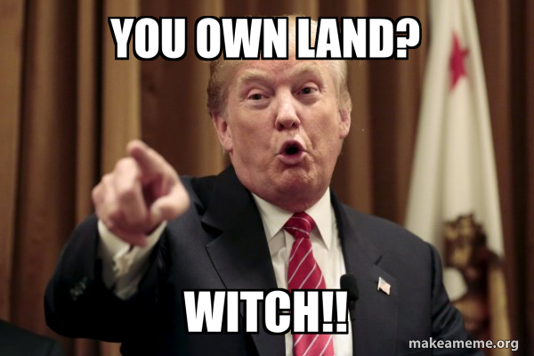 You own land? Witch!! - Donald Trump Says Meme Generator