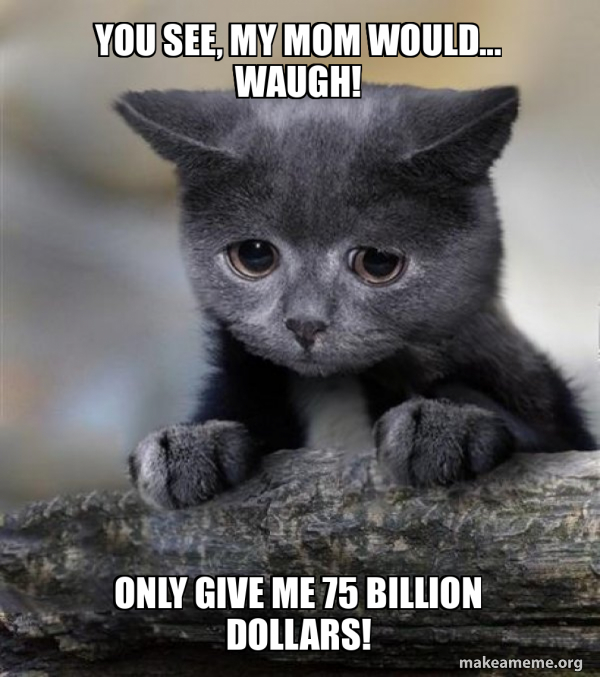 You see, my mom would... WAUGH! Only give me 75 billion dollars ...