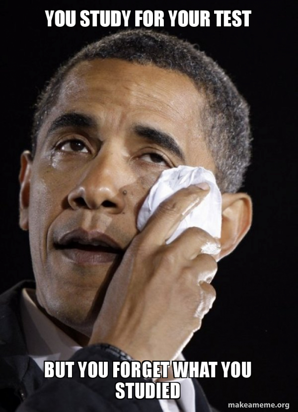 you study for your test but you forget what you studied - Crying Obama ...