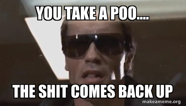 You take a poo.... the shit comes back up - The Terminator Meme Generator