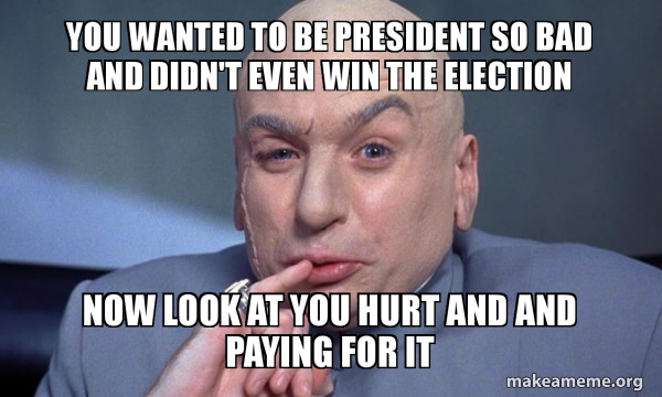 you wanted to be president so bad and didn't even win the election now ...