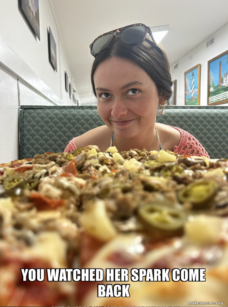 you watched her spark come back Meme Generator