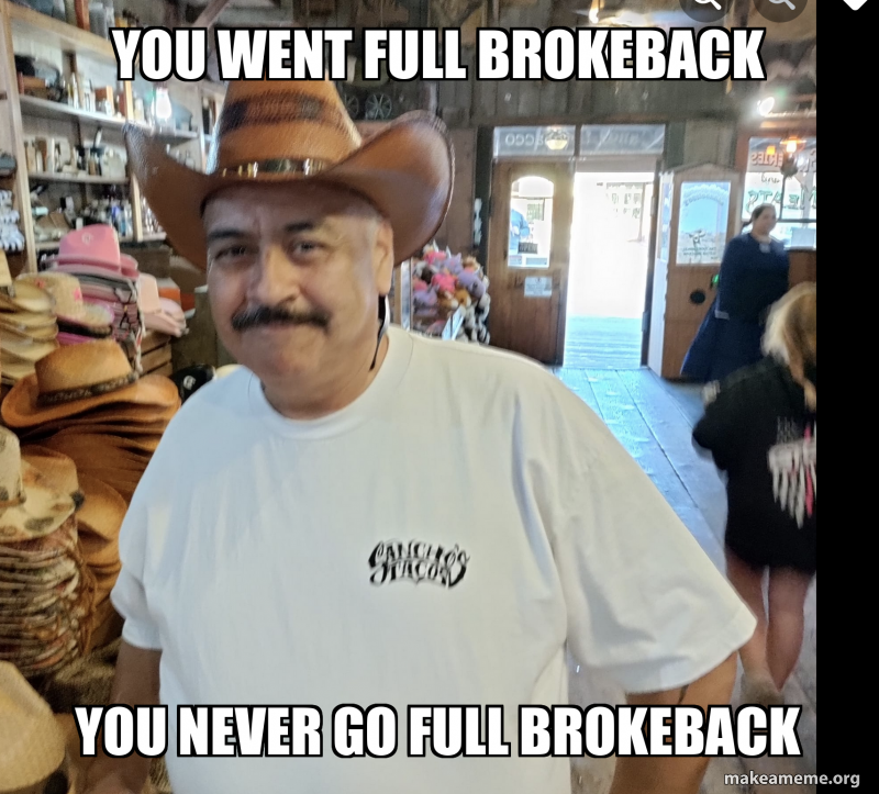 you went full brokeback you never go full brokeback Meme Generator
