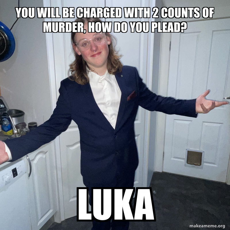 You will be charged with 2 counts of murder, how do you plead? Luka ...
