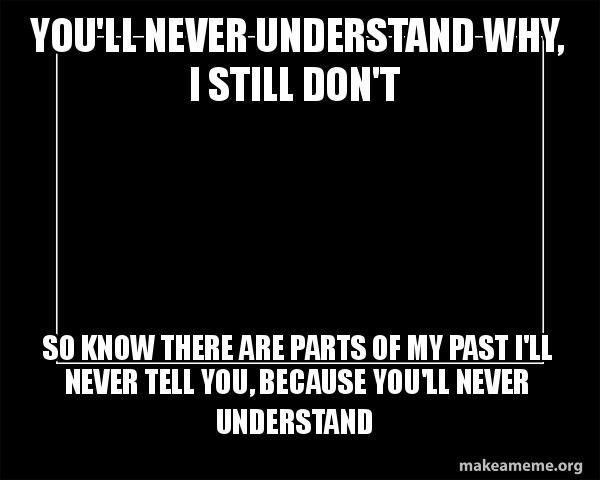 You'll never understand why, I still don't So know there are parts of ...