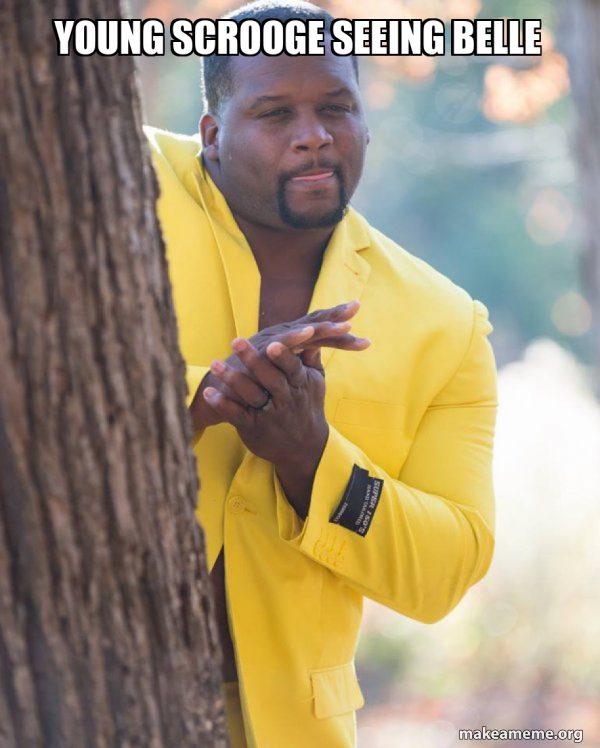 Young scrooge seeing belle - Anthony Adams in Yellow Suit Rubbing Hands ...
