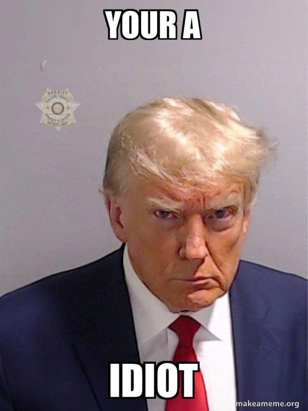 Your a idiot - Donald Trump Mugshot Meme Generator