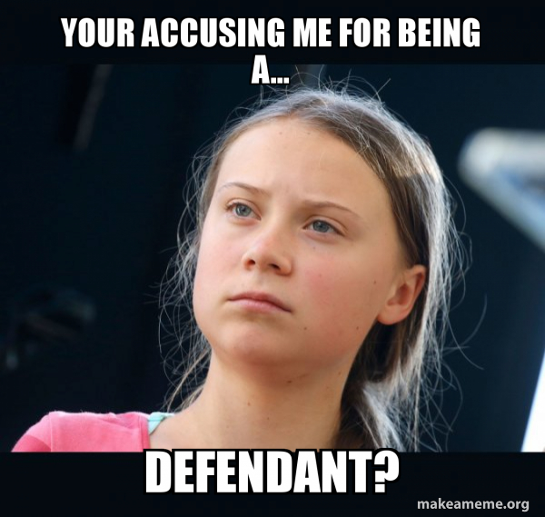 YOUR ACCUSING ME FOR BEING A... DEFENDANT? - Greta Thunberg Meme Generator
