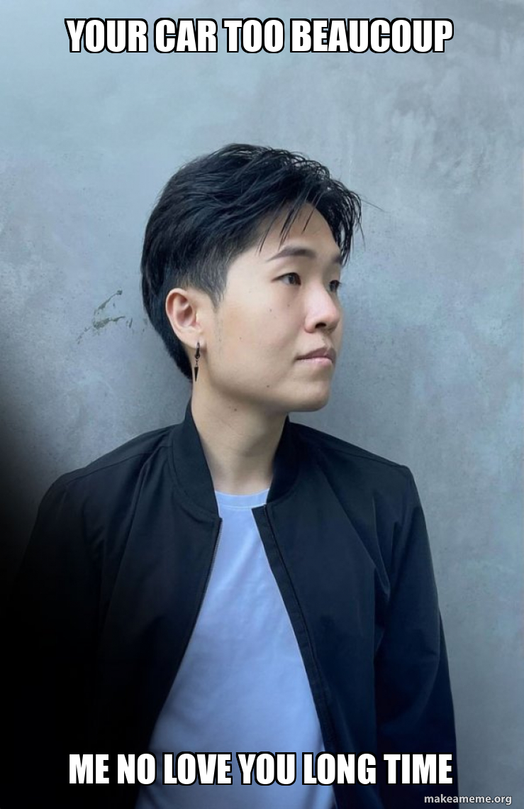 your car too beaucoup me no love you long time - Disguised Toast Meme ...