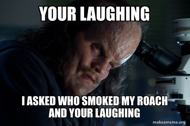 Your laughing I asked who smoked my roach and your LAUGHING Meme Generator