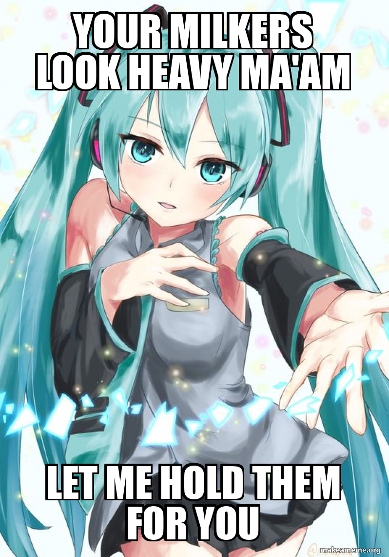 YOUR MILKERS LOOK HEAVY MA'AM LET ME HOLD THEM FOR YOU Meme Generator