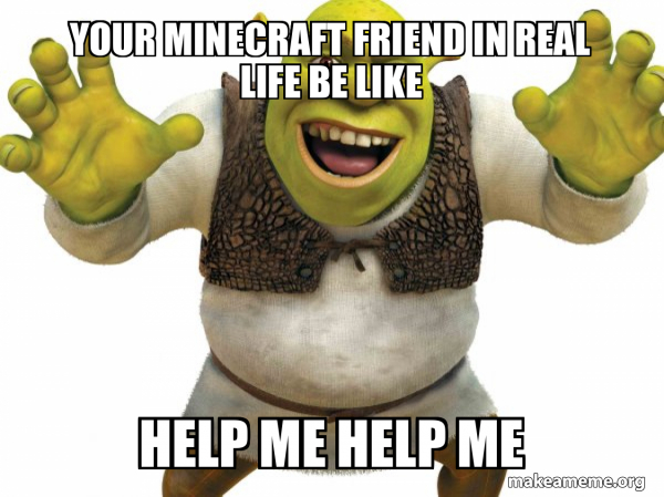 Your minecraft friend in real life be like HELP ME HELP ME - Shrek Meme ...