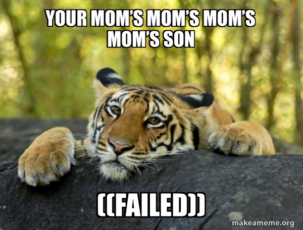 Your mom’s mom’s mom’s mom’s son ((Failed)) - Confession Tiger Meme ...