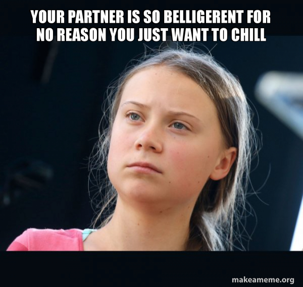 Your partner is so belligerent for no reason you just want to chill ...