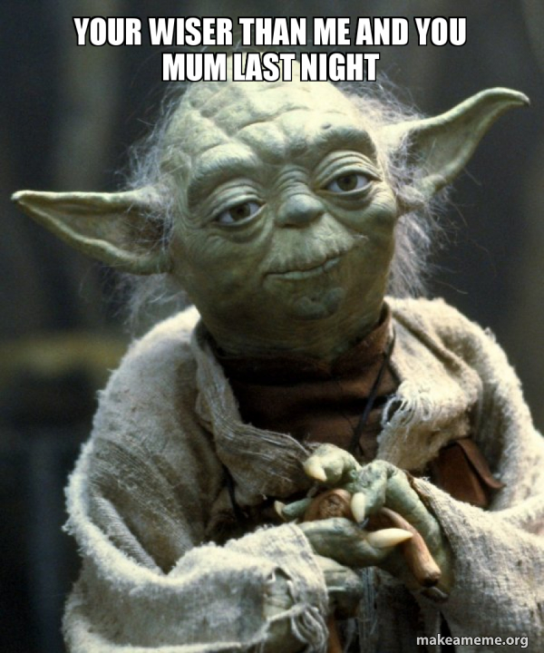 your wiser than me and you mum last night - Yoda Meme Generator