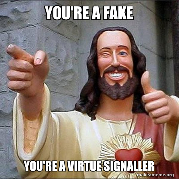 you're a fake you're a virtue signaller - Cool Jesus Meme Generator
