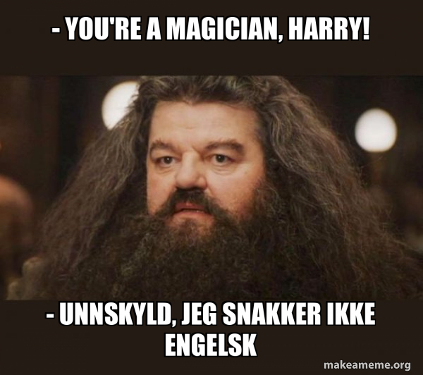 - You're a magician, Harry! - Unnskyld, jeg snakker ikke engelsk ...
