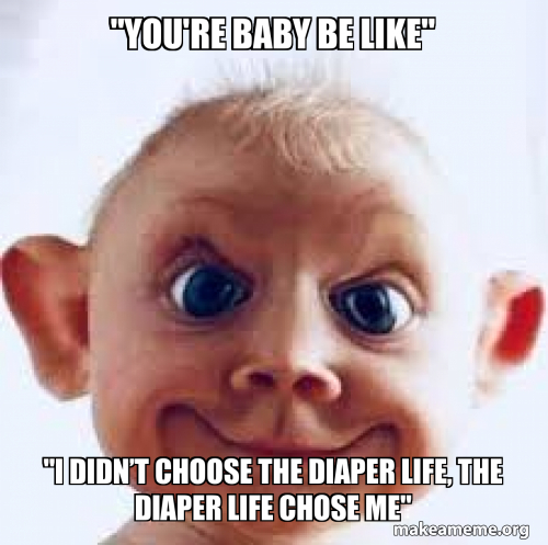 "You're baby be like" "I didn’t choose the diaper life, the diaper life ...