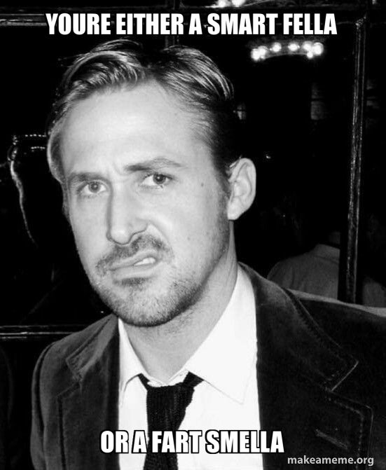 Youre either a smart fella or a fart smella Meme Generator