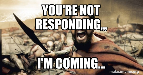 You're not responding,,, I'm Coming... - The 300 Meme Generator