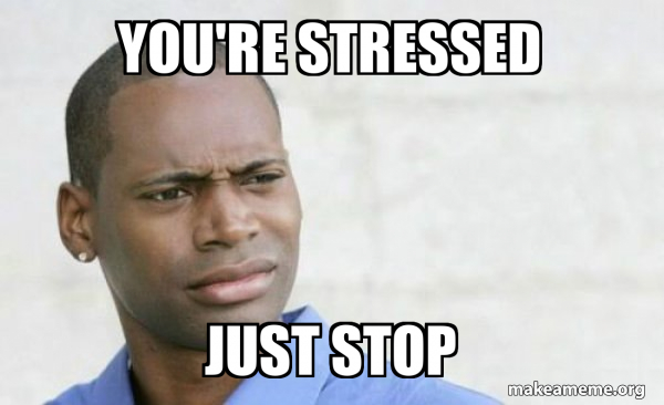 You're stressed Just stop - Confused Black Man Meme Generator