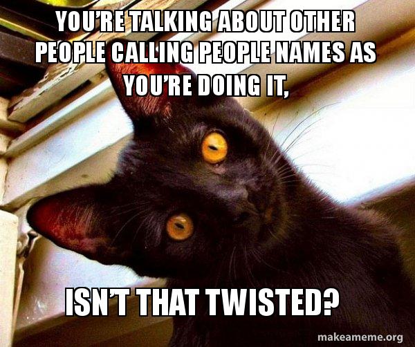 Youâ€™re talking about other people calling people names as youâ€™re ...