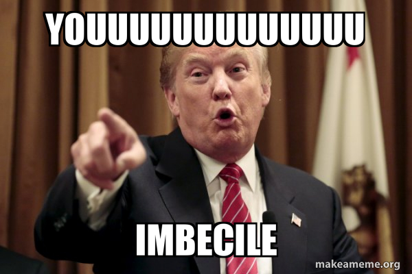 youuuuuuuuuuuuu imbecile - Donald Trump Says Meme Generator