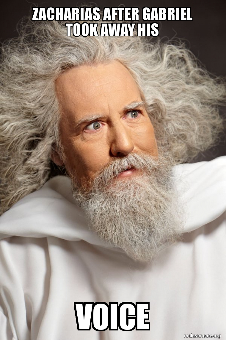 Zacharias after Gabriel took away his voice - Tweet of God Meme Generator