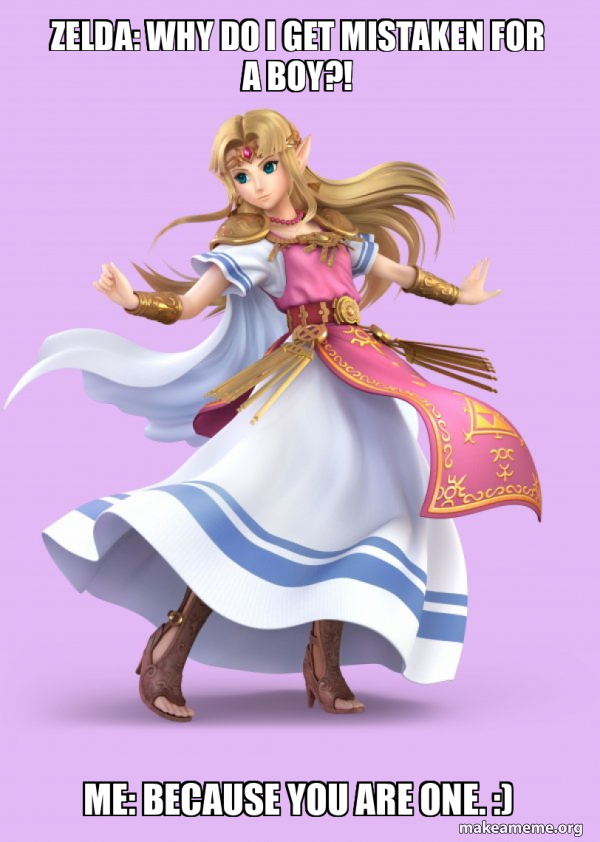 Zelda: Why do i get mistaken for a boy?! Me: Because you are one. :) - Princess Zelda Meme Generator
