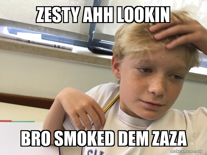 Zesty ahh lookin Bro smoked dem zaza Meme Generator