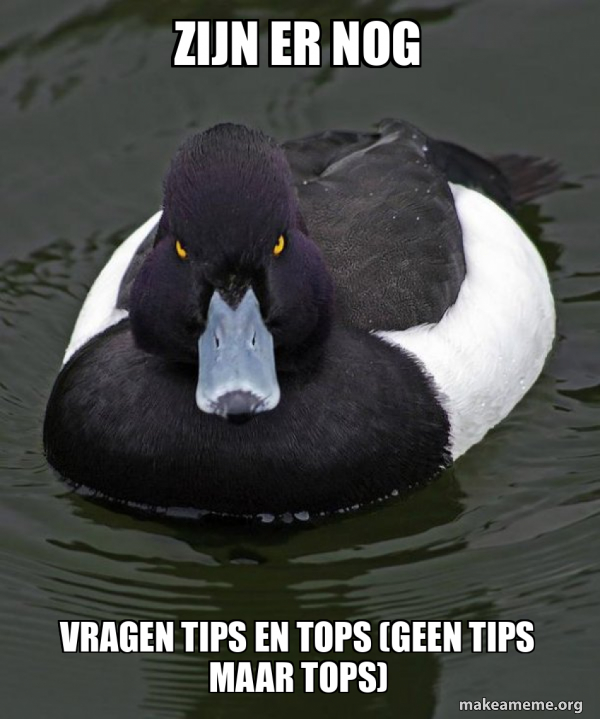 zijn er nog vragen tips en tops (geen tips maar tops) - Revenge Duck ...