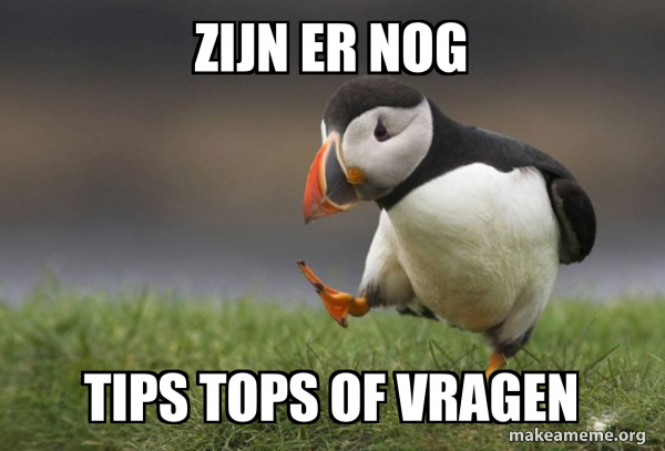 ZIJN ER NOG TIPS TOPS OF VRAGEN - Unpopular Opinion Puffin Meme Generator