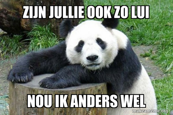 Zijn jullie ook zo lui Nou ik anders wel - Confession Panda Meme Generator