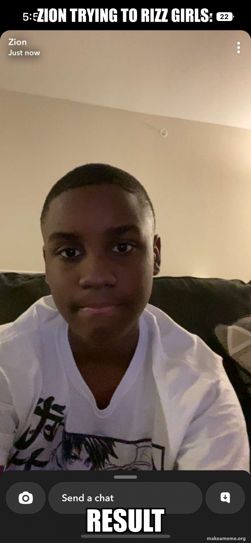 Zion trying to rizz girls: Result Meme Generator
